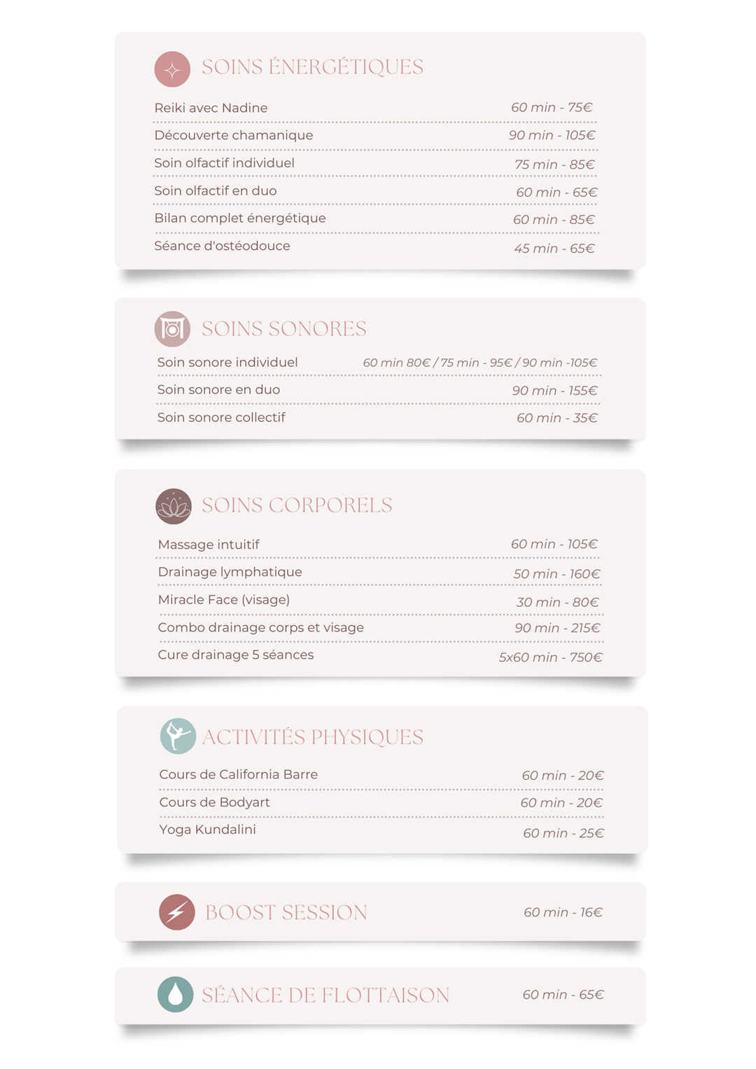 Les Tarifs de Pure Breath